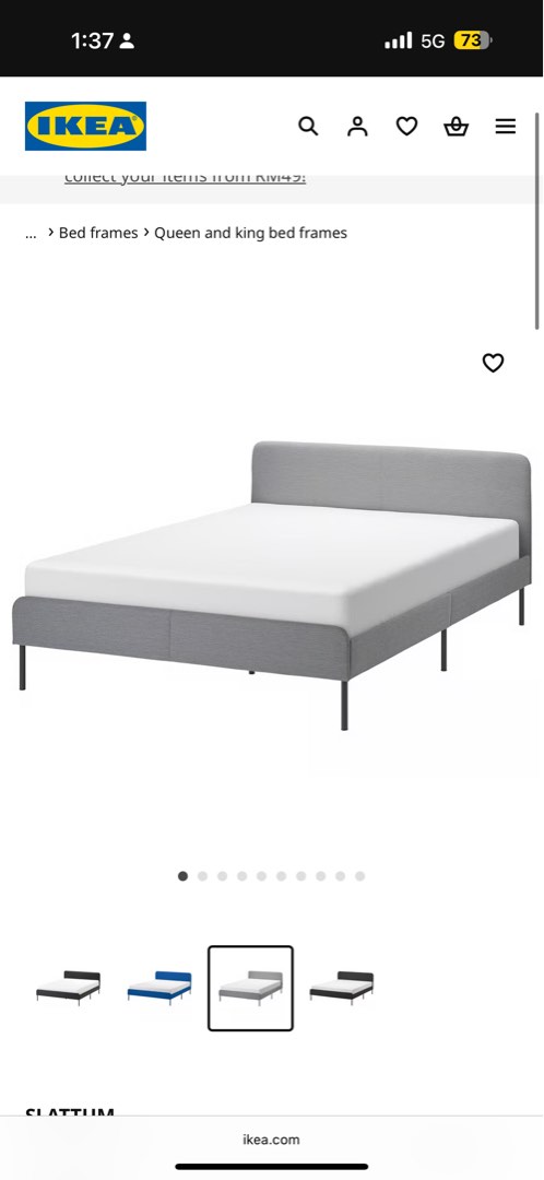 Ikea Slattum Queen Size Bed Frame, Furniture & Home Living, Bedding & Towels on Carousell