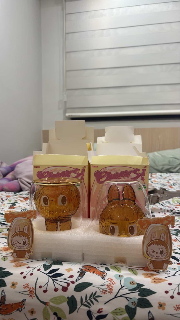 Labubu Cheers double-walled glass- Warm heart, Hobbies & Toys, Toys ...