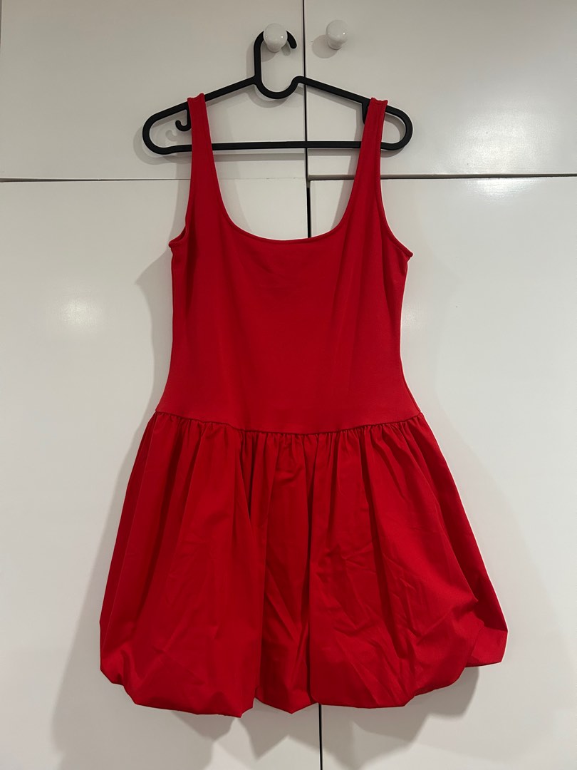 Mango Red Bubble Dress, Women's Fashion, Dresses & Sets, Dresses on Carousell