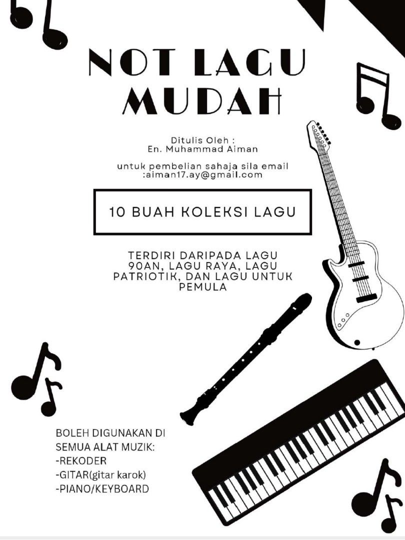 Not Lagu Mudah (E-Book), Hobbies & Toys, Music & Media, Music Scores on ...