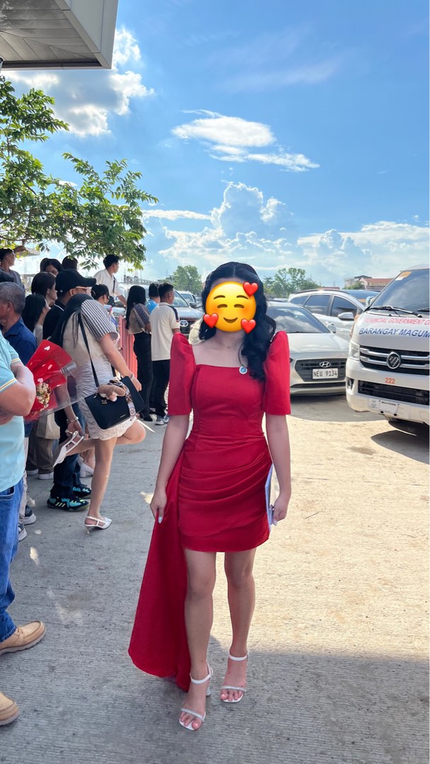 Oath Taking Graduation Filipiniana Red Dress, Women's Fashion, Dresses ...