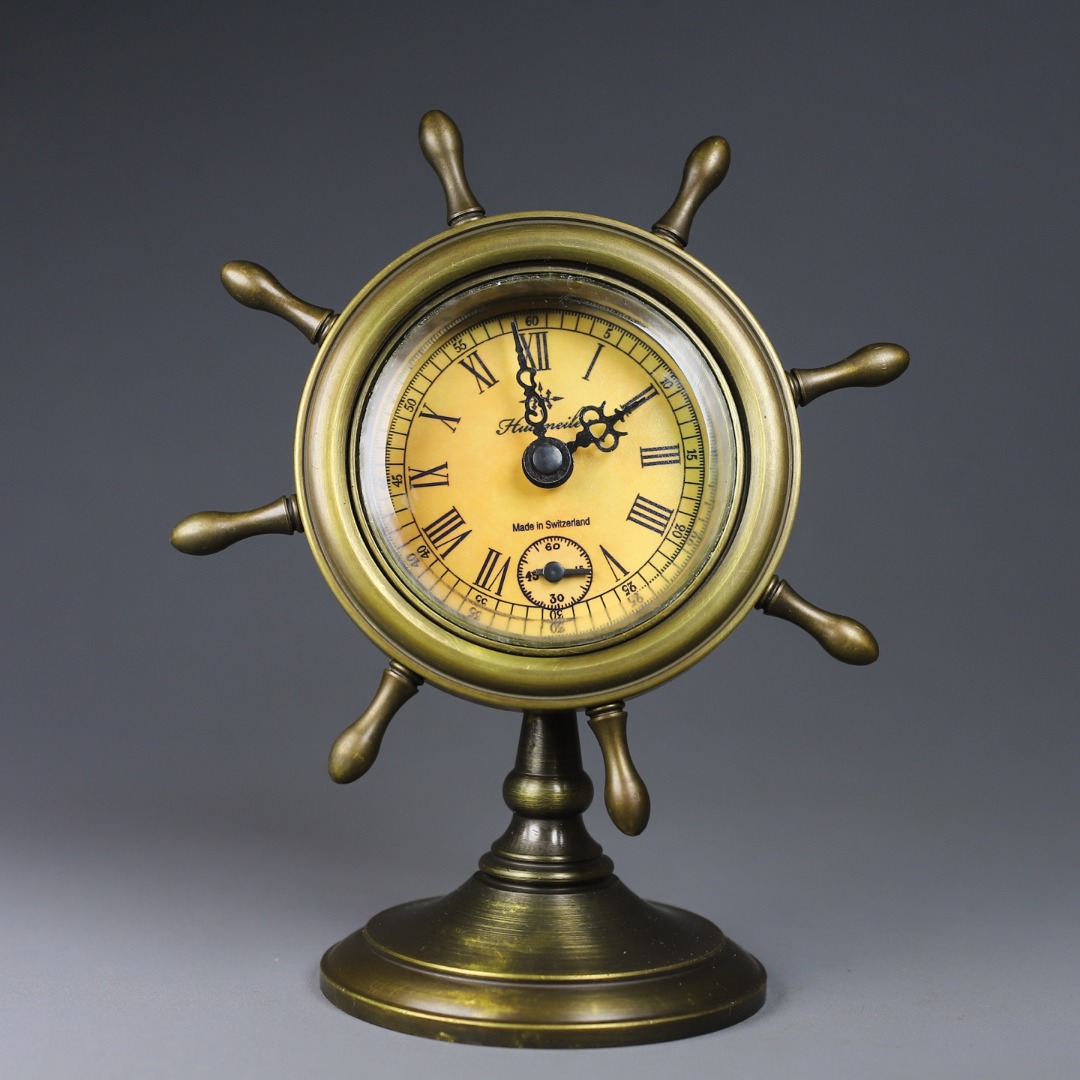 旧藏舵手铸铜计时闹钟Old Collection Helmsman Cast Bronze Chronograph Alarm Clock ...
