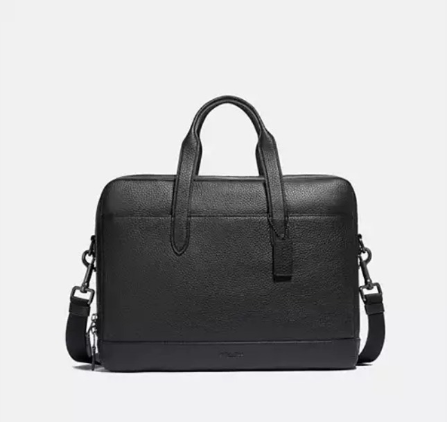 Original! Coach Hamilton Day Black Grained Leather Laptop Travel ...