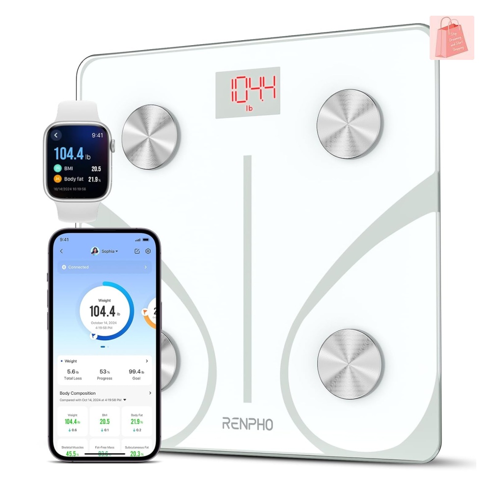 RENPHO Body Fat Scale Bluetooth, Digital Body Weight Bathroom Scales ...
