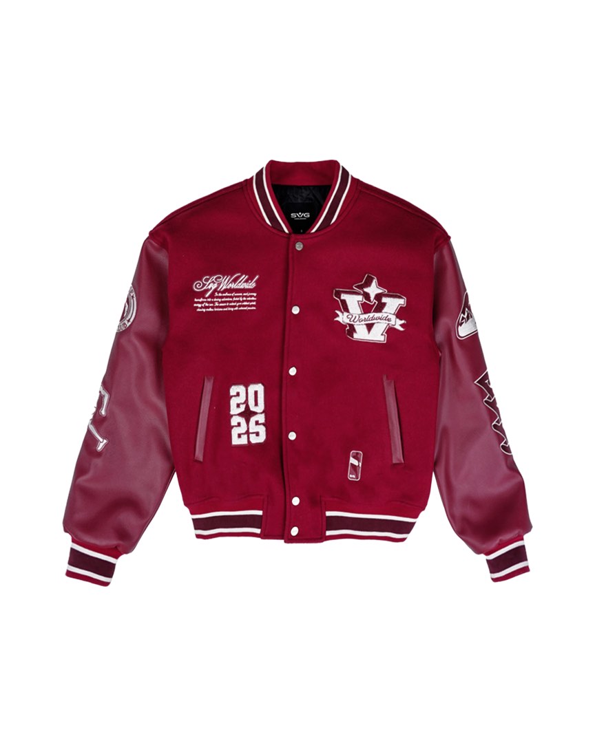 SVG Wool Leather Maroon Varsity, Men's Fashion, Coats, Jackets and ...
