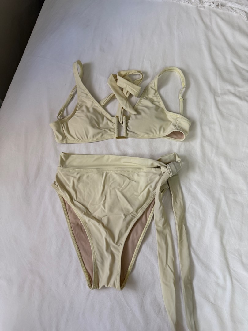[USED ONCE] Nude Swim Light Yellow High Waist Bikini, Women's Fashion ...
