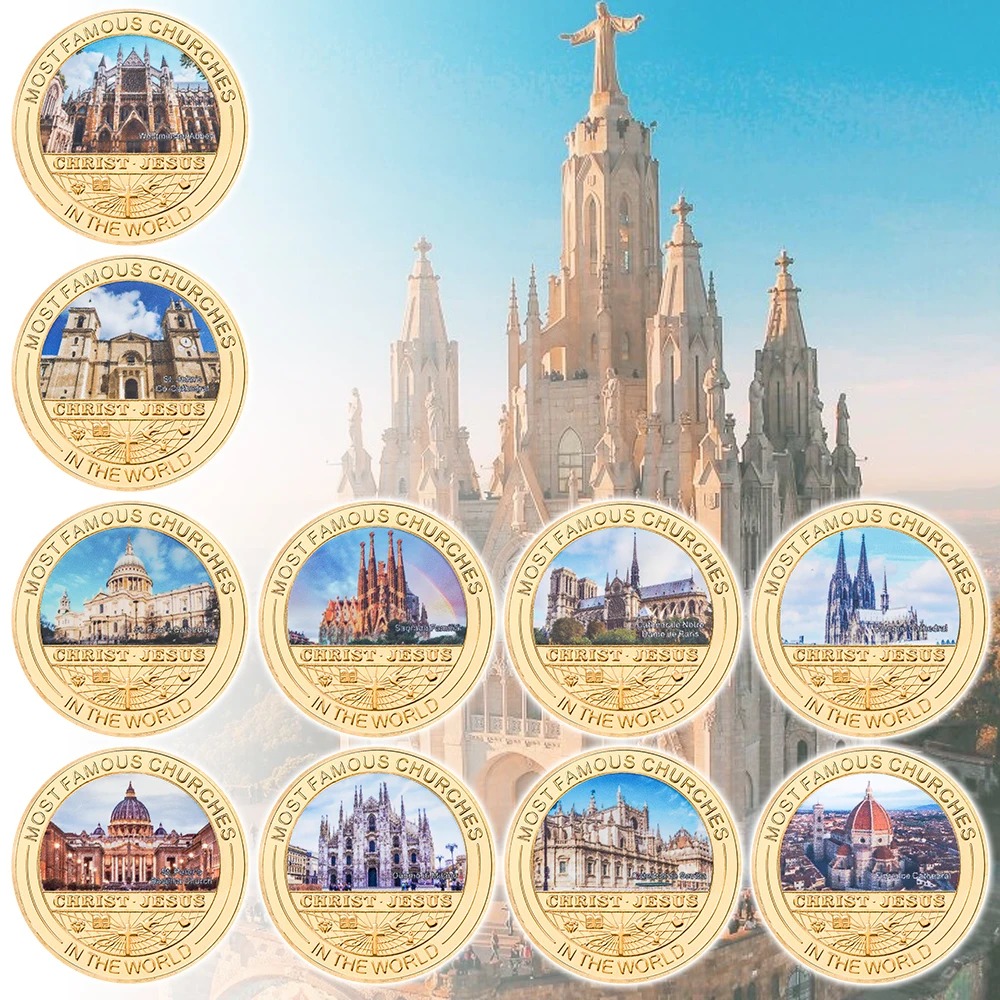 10pcs Most Famous Churches Commemorative Coins Set God Loves People ...