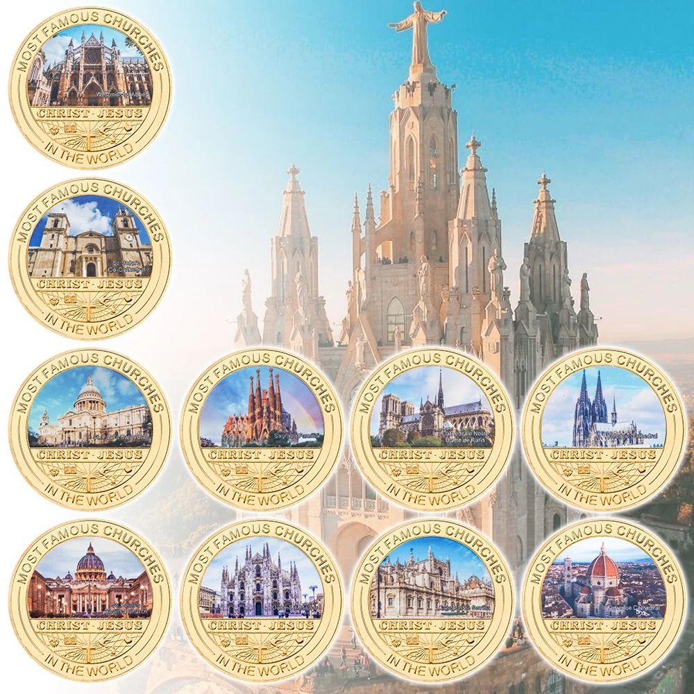 10pcs Most Famous Churches Commemorative Coins Set God Loves People ...