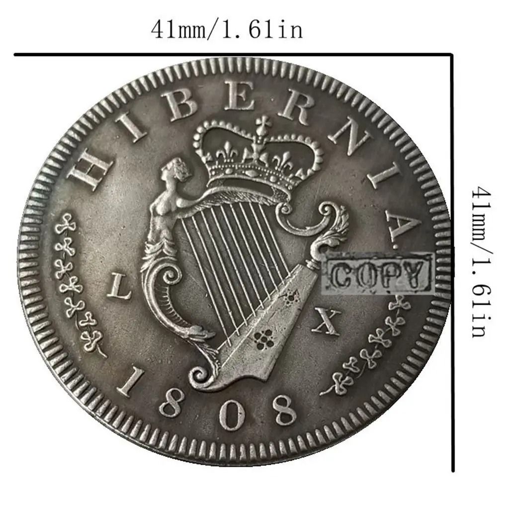 1808 British Old Coin Irish Harp Silver Dollar George III Brass ...