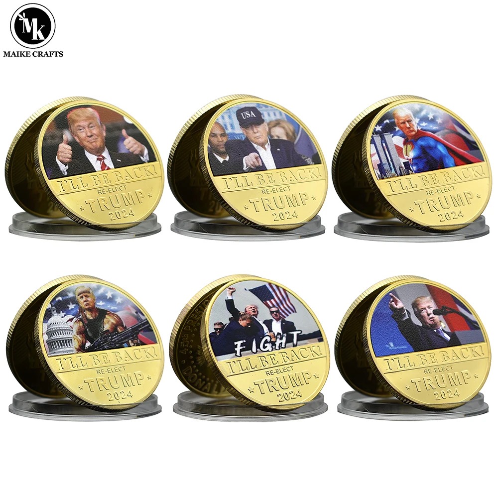2024 Donald Trump Challenge Coin Gold Plated Metal Commemorative Medal ...