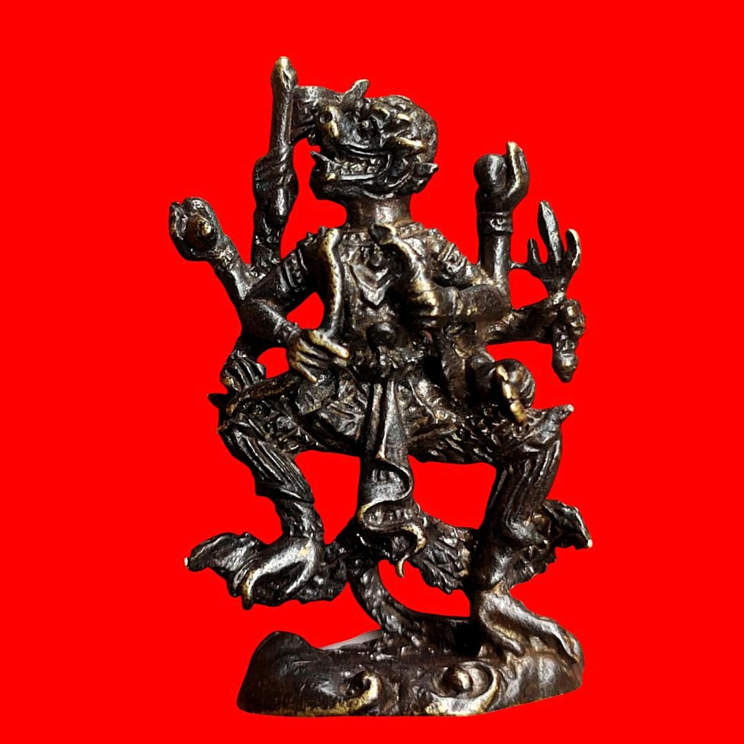 [$45] Eight Hands Phra Hanuman Roop Lor, Black Bronze, Wat Sri Lam Yong ...