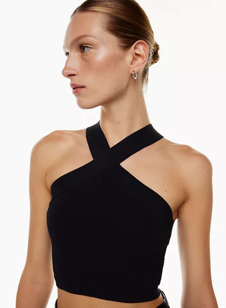 Aritzia cross neck top black, Women's Fashion, Tops, Sleeveless on ...