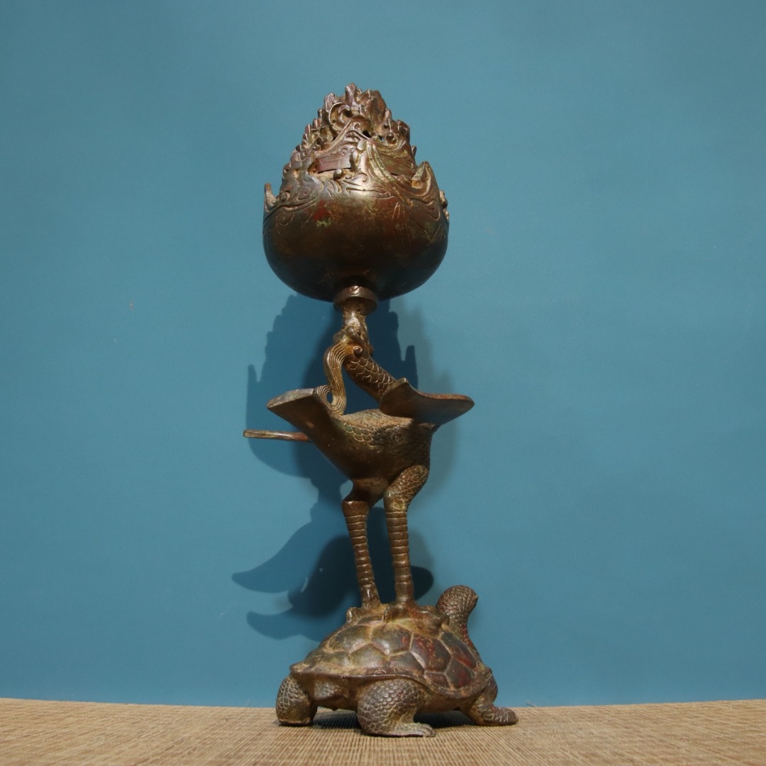 青铜——龟上鹤博山炉Bronze - Boshan furnace with crane on turtle, Hobbies & Toys ...