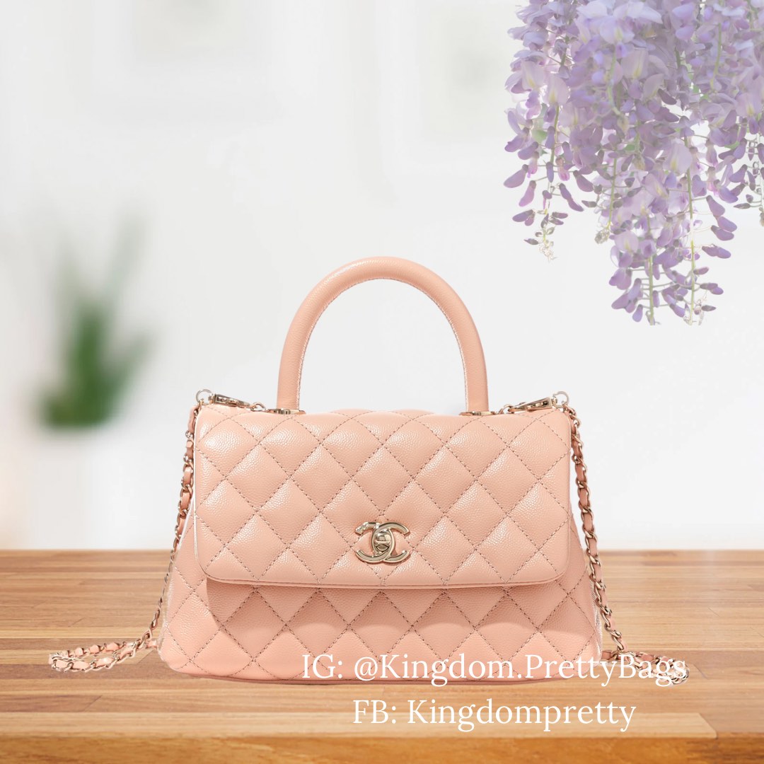 Chanel Coco Handle Small Top Handle Quilted Caviar Flap Bag CC Turnlock ...