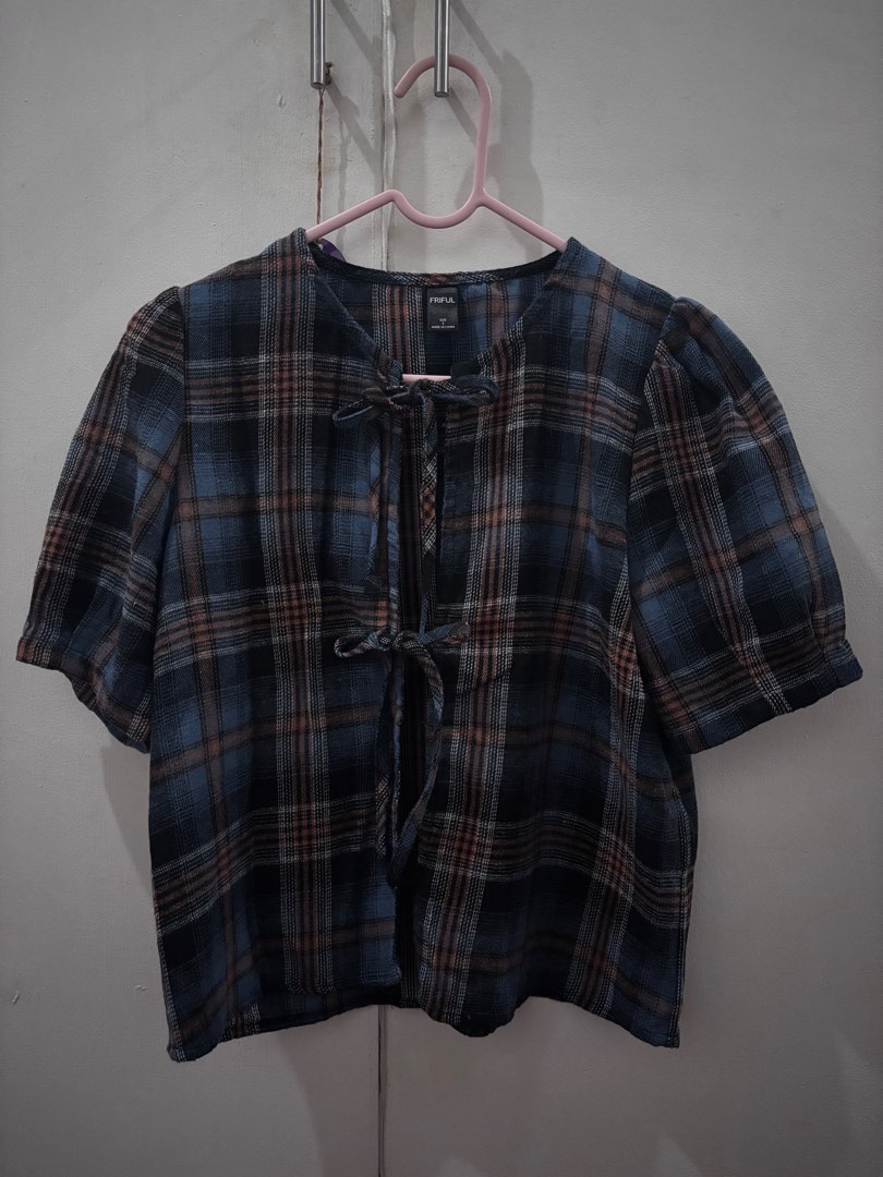 Friful by SHEIN front tie blouse, Women's Fashion, Tops, Blouses on ...