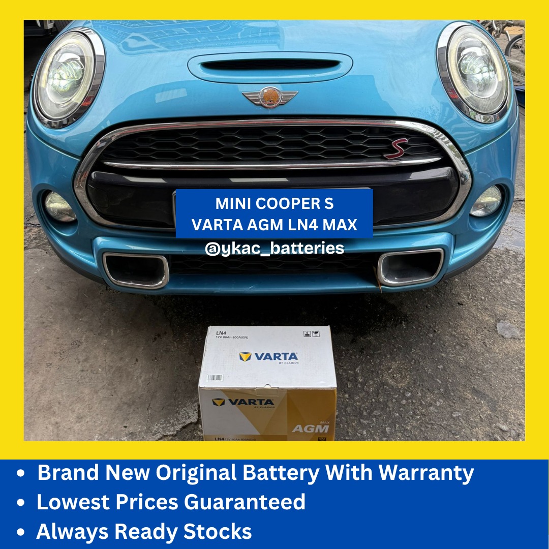 Mini Cooper S Battery - Varta AGM LN4 Max, Car Accessories, Accessories ...
