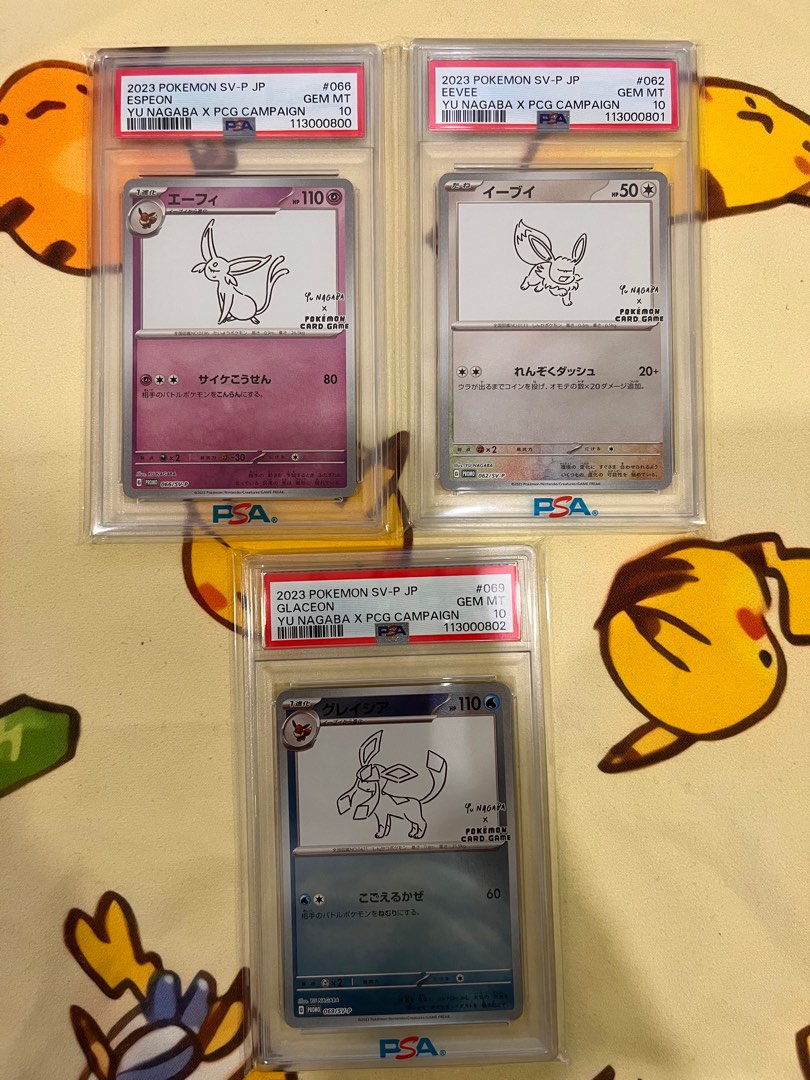 [PSA 10] Yu Nagaba Espeon Eevee Glaceon, Hobbies & Toys, Toys & Games on Carousell
