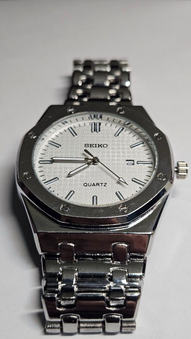 Seiko mod Silver color white waffle dial ap royal oak Casioak prx watch ...