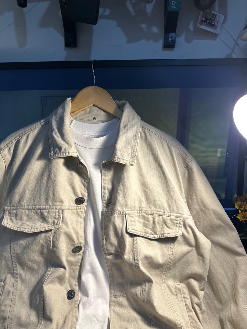 Spao Soft Cream Denim Jacket, Men's Fashion, Coats, Jackets and ...