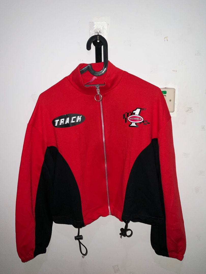THRIFT | Jacket Crop Merah | 2nd | Ori Col*rB*x, Fesyen Wanita, Pakaian ...