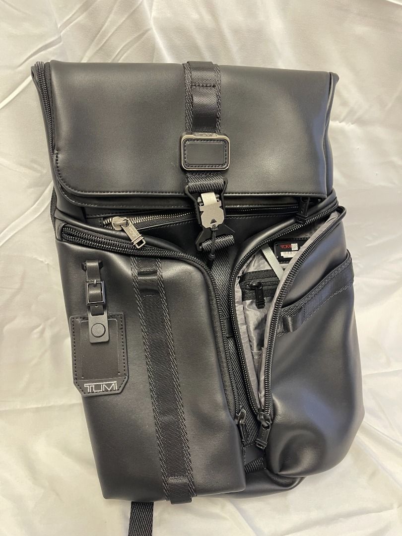 TUMI Backpack ALPHA BRAVO Logistic Black Leather, Luxury, Bags & Wallets on Carousell