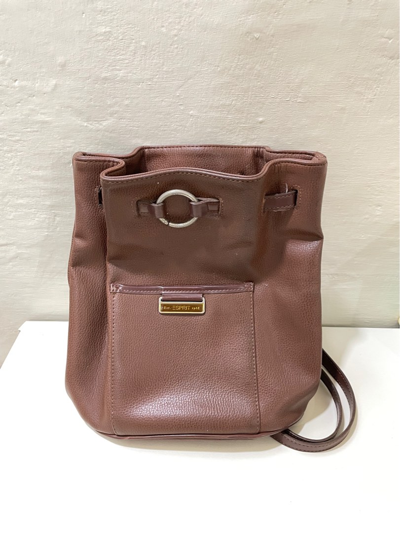 Vintage Esprit Leather Backpack Bag, Fesyen Wanita, Tas & Dompet di ...