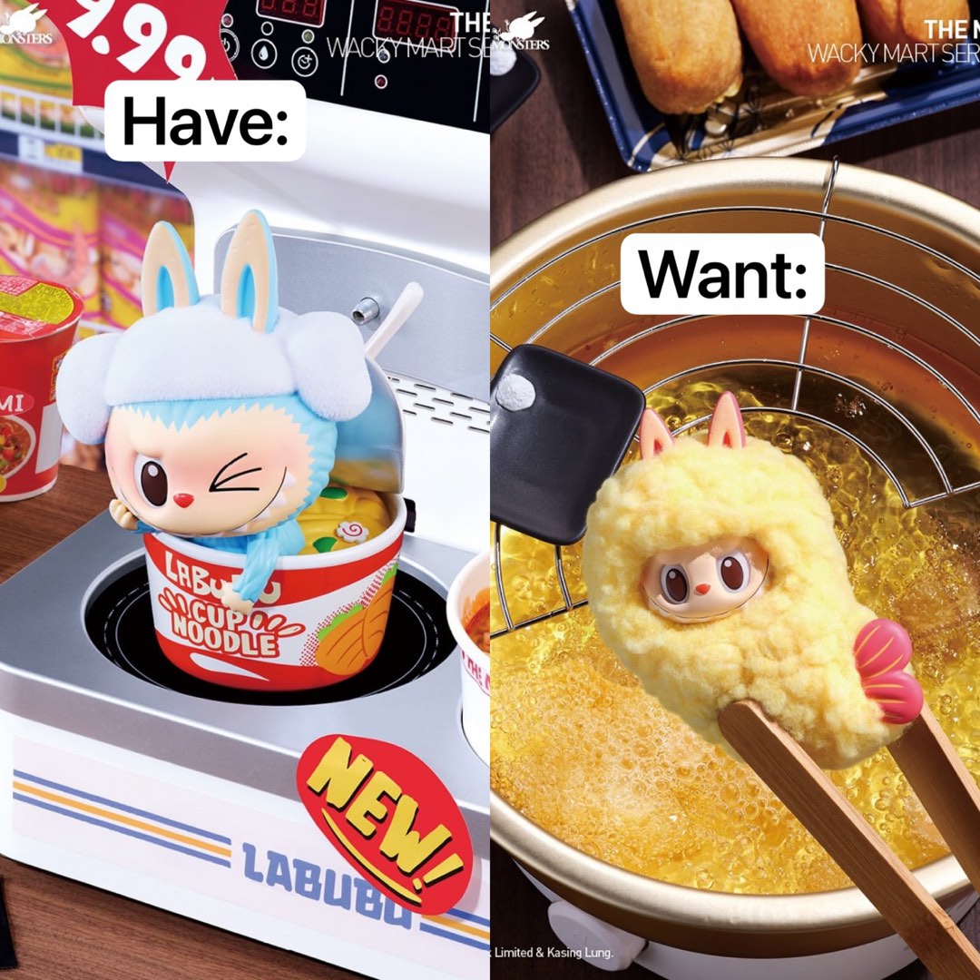 WTT Labubu The Monsters Wacky Mart Cup Noodles Fried Shrimp, Hobbies ...