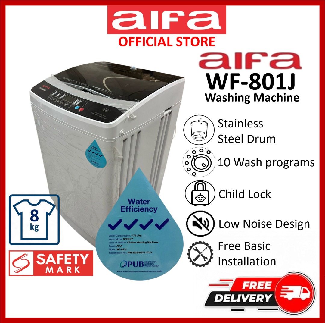Aifa Washing Machine, Top Load, 8kg washing capacity, Certified Water ...