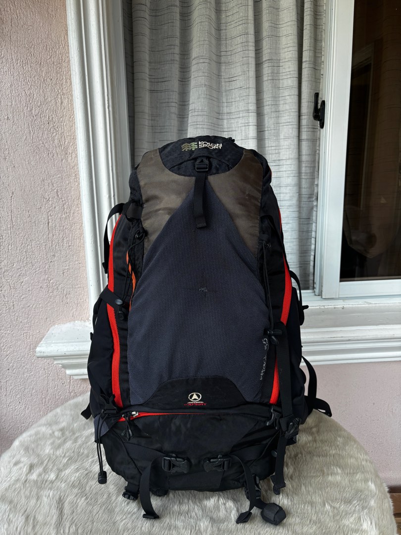 AuthentIc Kolon Sport Attack 35L Hiking Backpack in Tricolor Black with Raincover, Men's Fashion ...