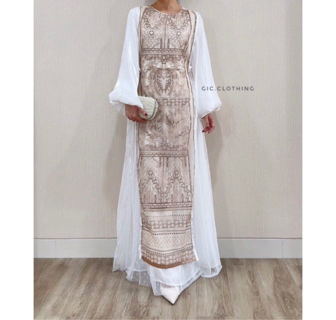 GIC CLOTHING ZHALIKA MAXI DRESS, Fesyen Wanita, Pakaian Wanita, Gaun ...