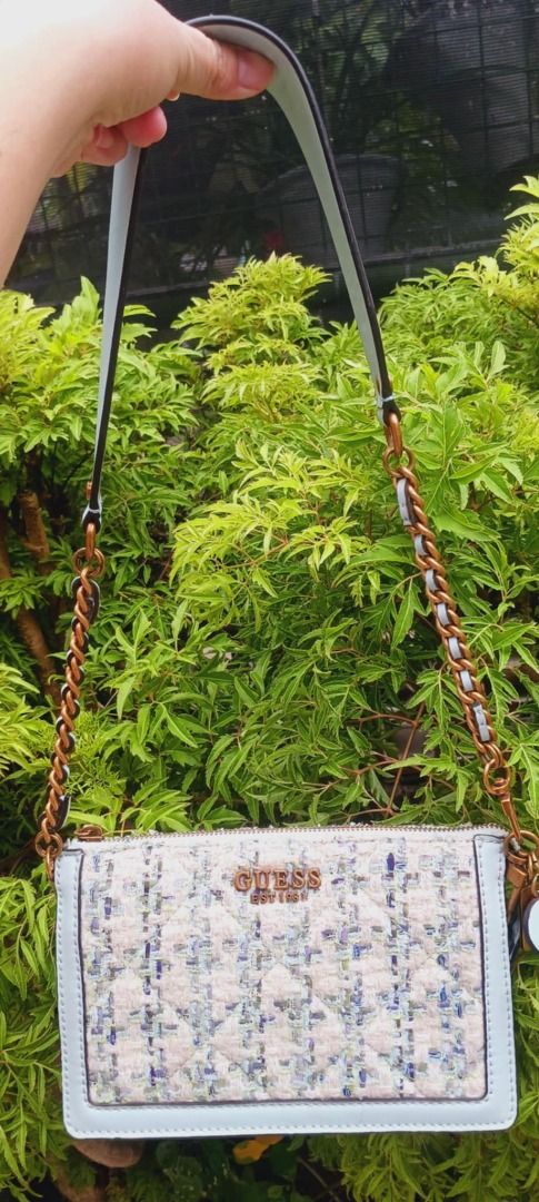 Guess Abey Tweed Multi-Compartment Shoulder Bag, Luxury, Bags & Wallets on Carousell