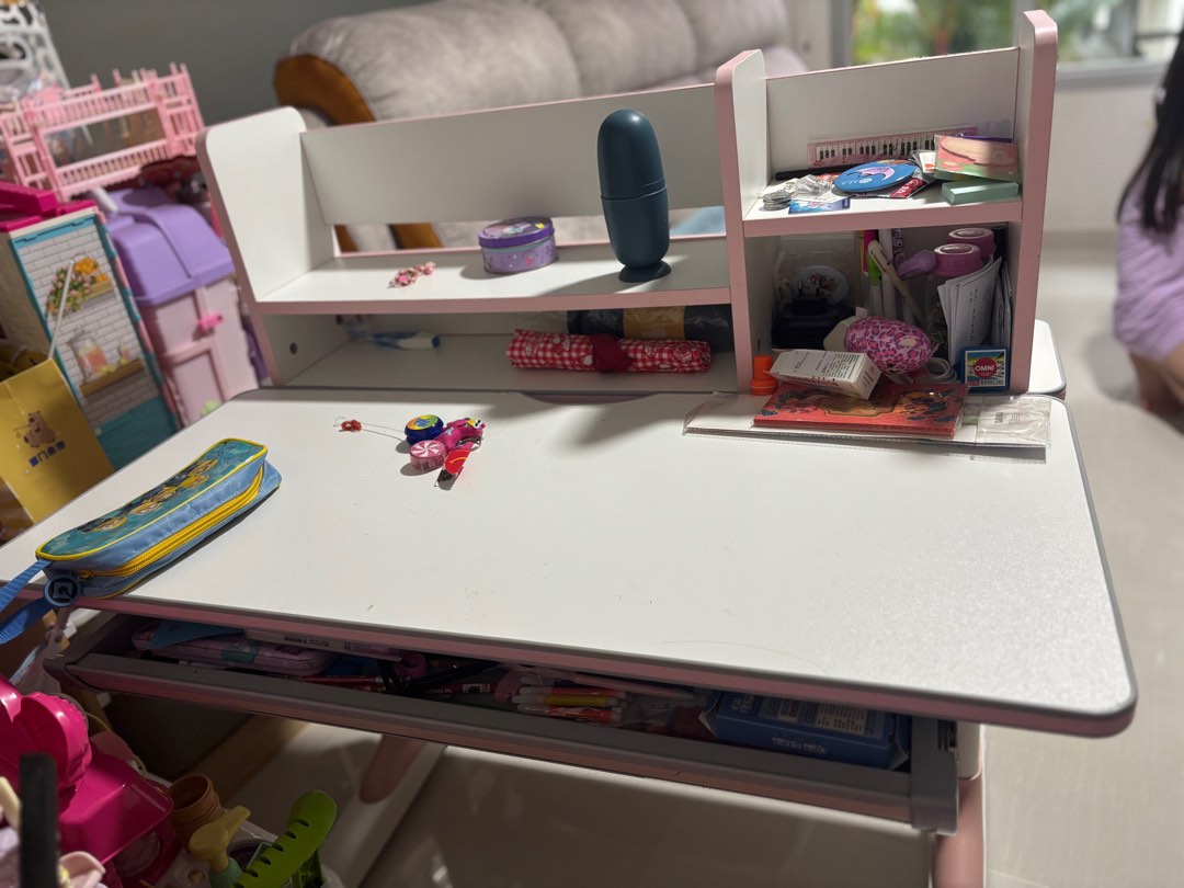 Kids Adjustable Height Study Table with Shelves, Furniture & Home ...