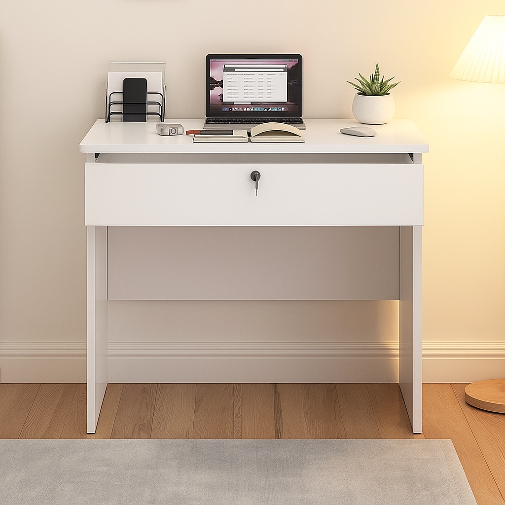 Lockable Drawer Laptop Table | Minimalist Bedroom Study Desk | Study ...