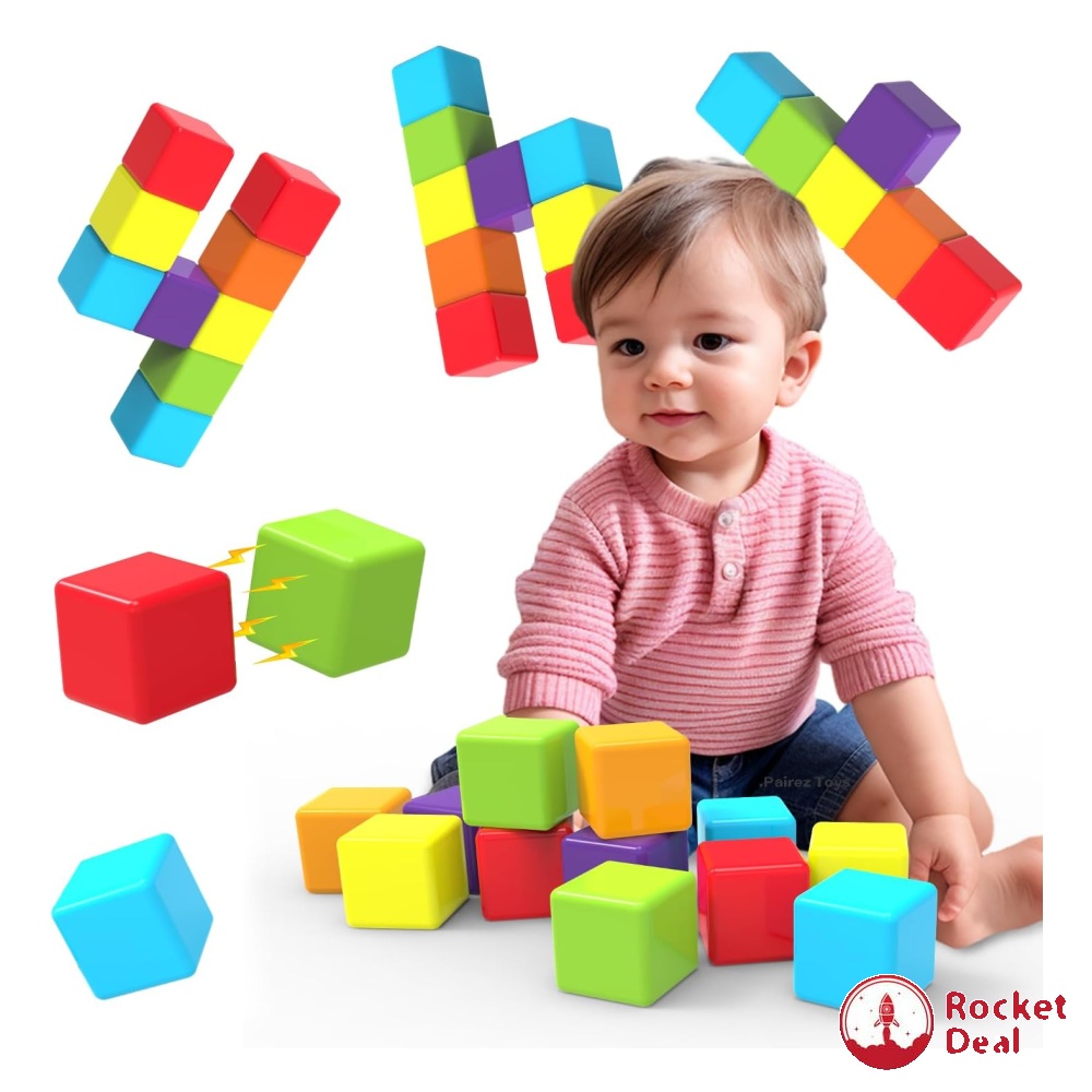 Magnetic Building Blocks, 1.65 inch Large Magnetic Stacking Cubes for ...