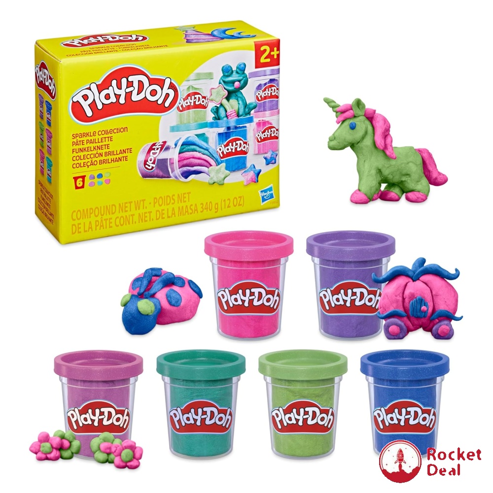 Play-Doh Sparkle Collection 6-Pack, Metallic Shine Modeling Compound ...