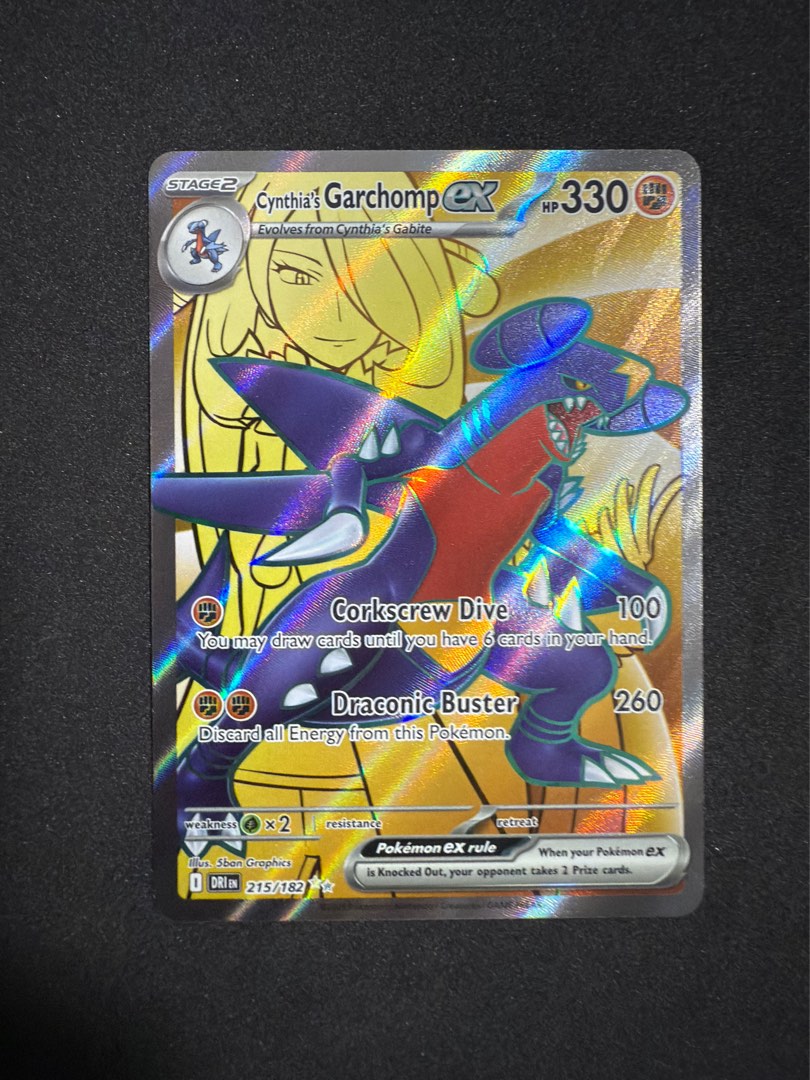 Pokemon Destined Rivals Cynthia's Garchomp Ex Ultra Rare Full Art 215/ ...