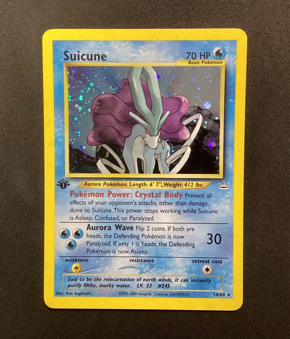 Pokemon Mint Suicune 1st Edition 14/64 "DOUBLE HOLO" Neo Revelation ...