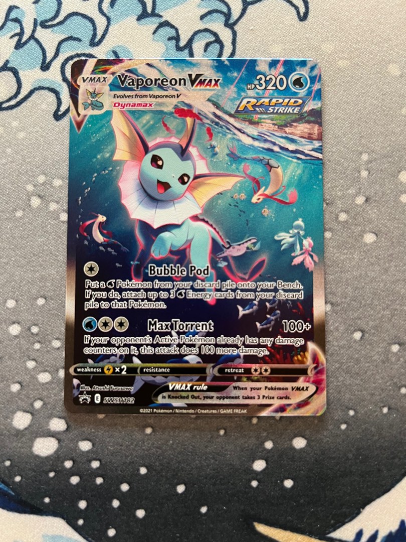 Pokemon TCG Cards: Vaporeon VMAX Alternate Art AA SWSH Eeveelution ...