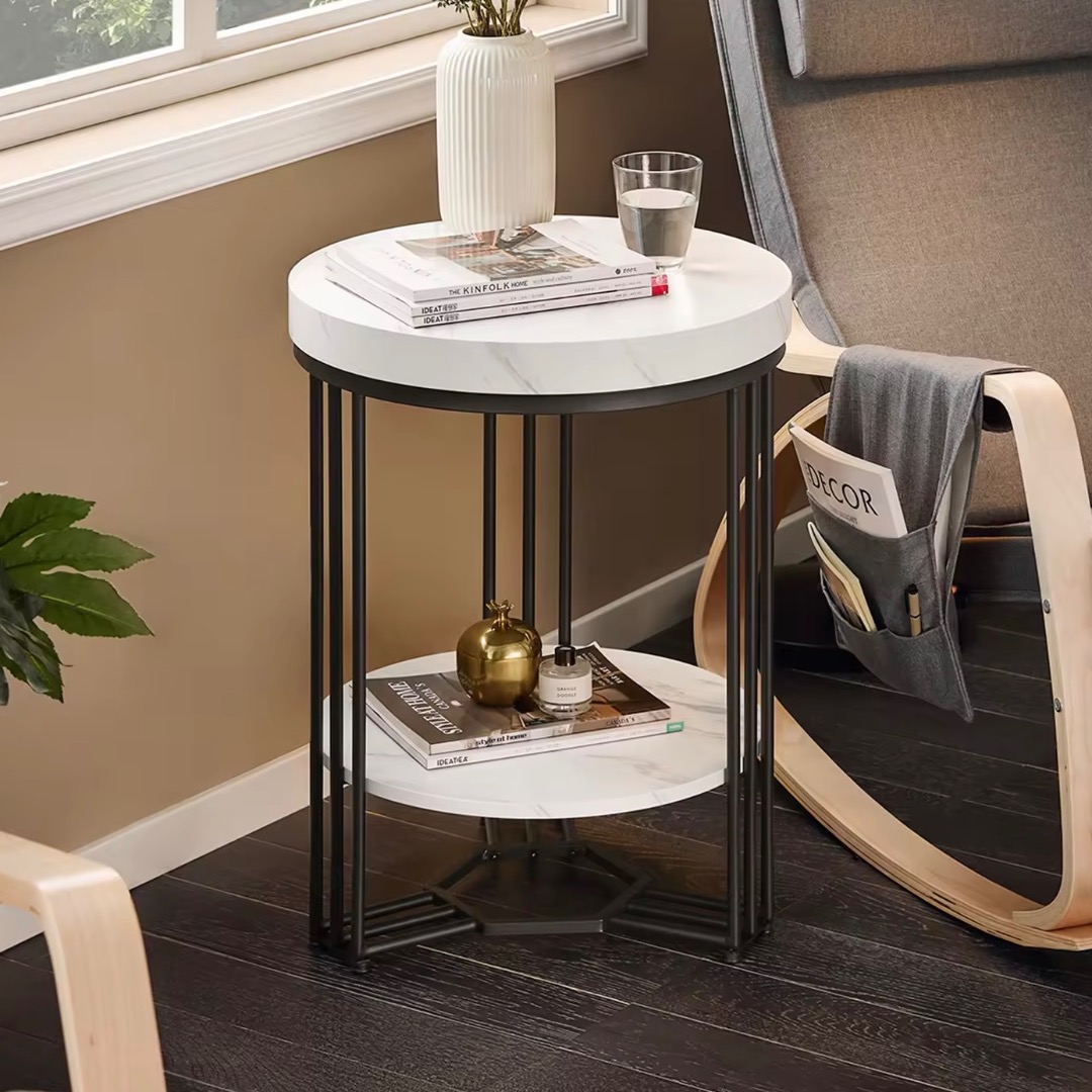 Round Living Room Table | Side Table With Shelf | Bedroom Nightstand ...
