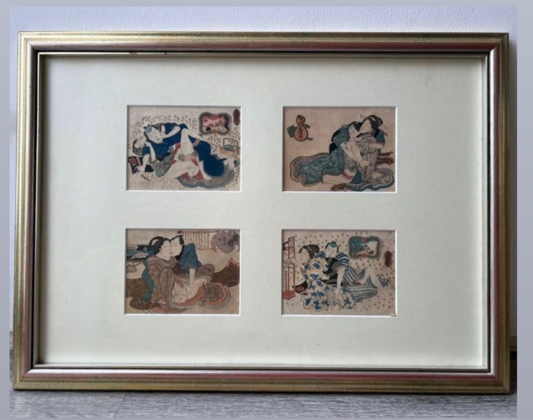 shunga japanese erotic art 19th century, Antik, Pajangan di Carousell