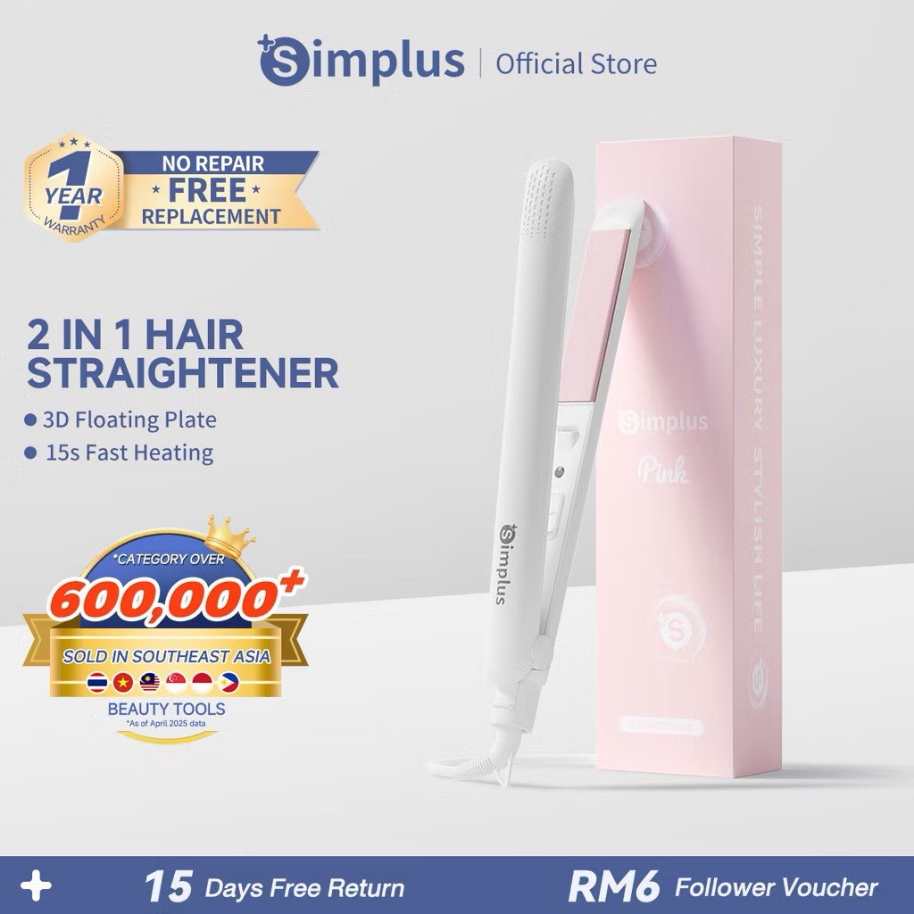 Simplus 2 in 1 Hair Straightener (Pink/White color), Beauty & Personal ...