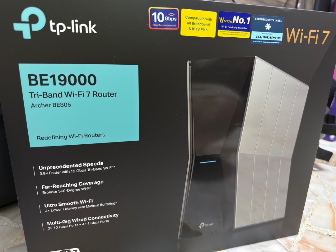 Tplink Archer BE805 BE19000 WiFi 7 Router, Computers & Tech, Office ...