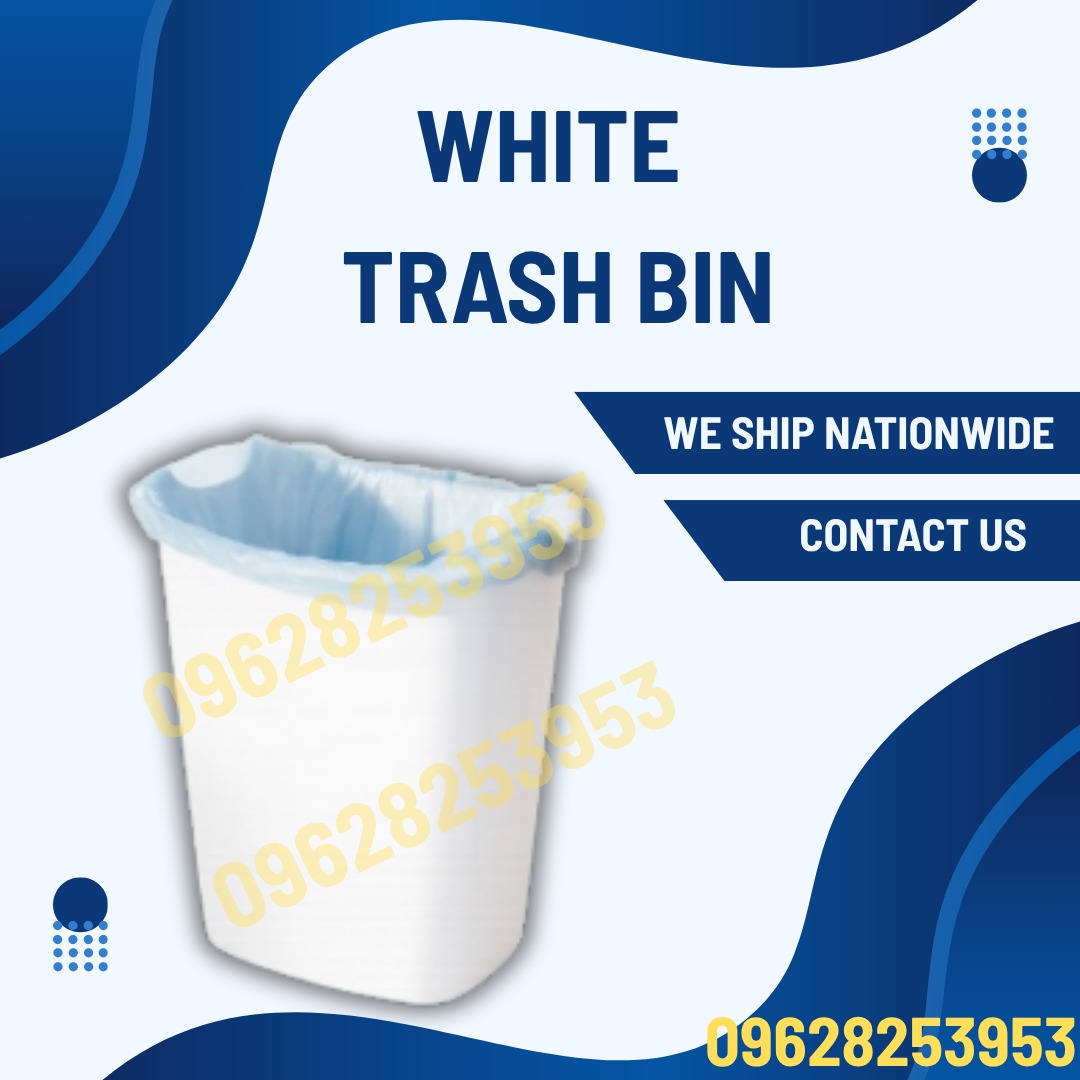 White Trash Bin | White Swing-Top Bin | Clean White Trash Can | Sleek ...