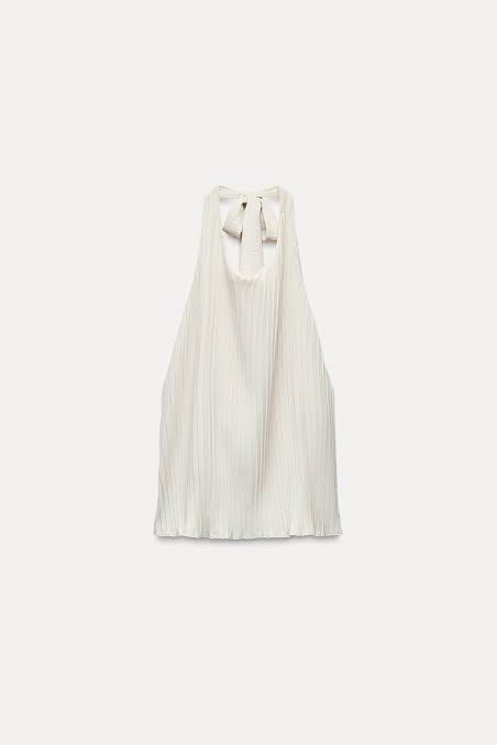 Zara pleated halter top, Women's Fashion, Tops, Sleeveless on Carousell