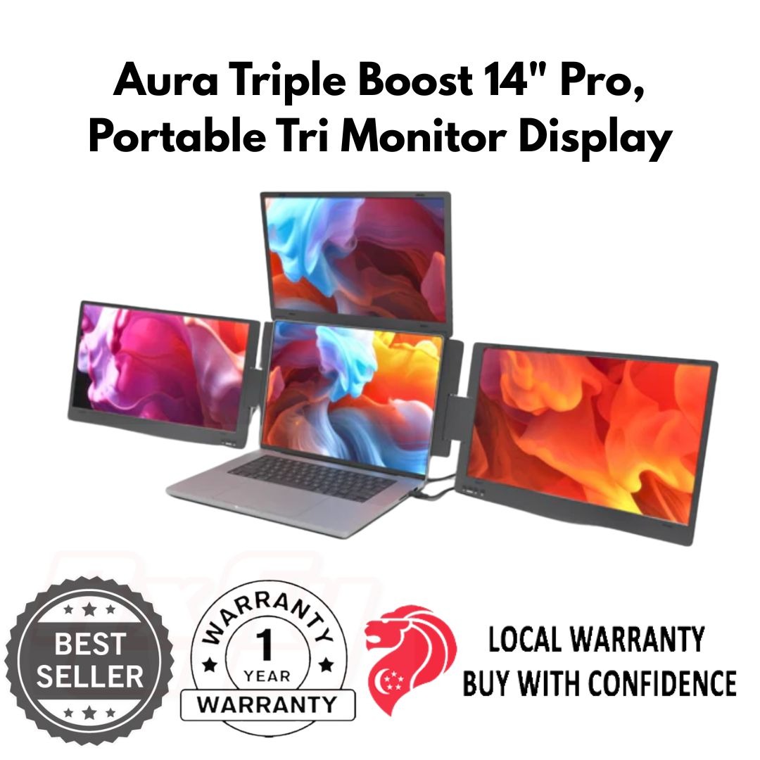 Aura Triple Boost 14" Pro, Portable Tri Monitor Display, Kickstand ...
