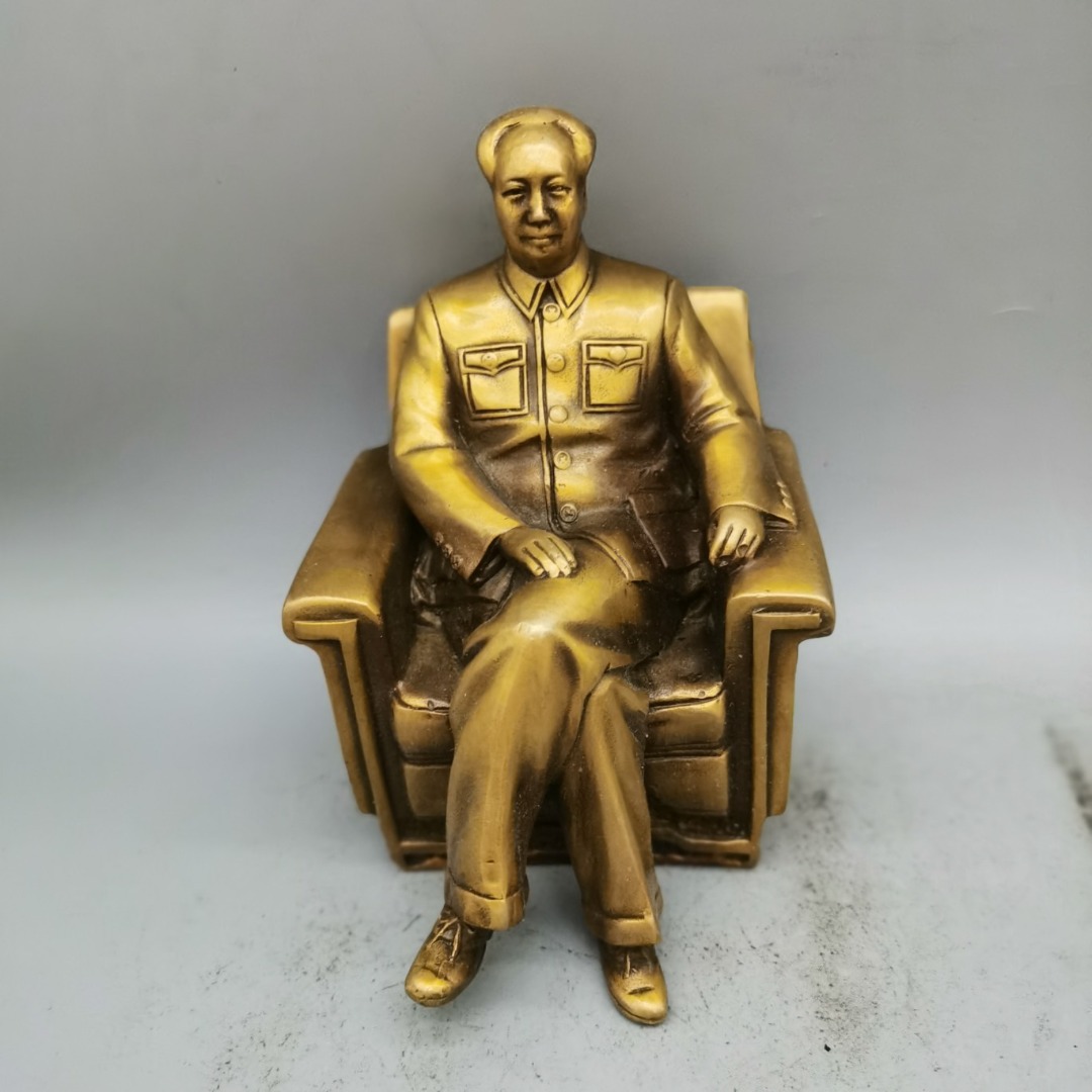 毛主席铜像人物摆件毛泽东客厅办公室雕塑纯铜Chairman Mao bronze statue character ornaments Mao ...
