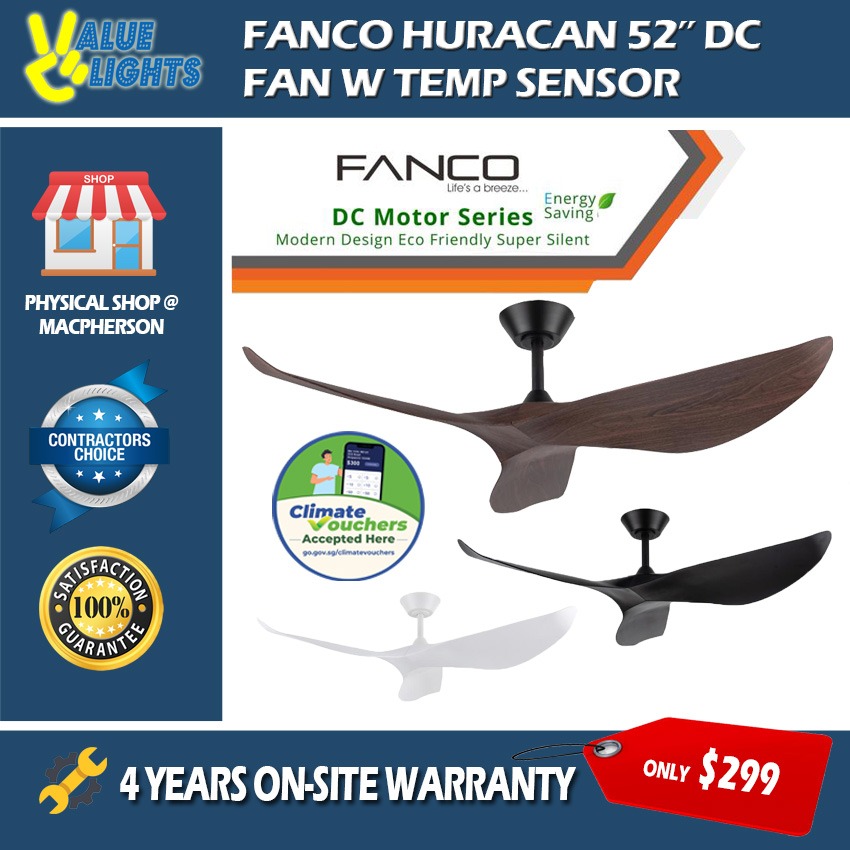 [Climate Voucher] Fanco Huracan 52" Designer Style DC Ceiling Fan 6 ...