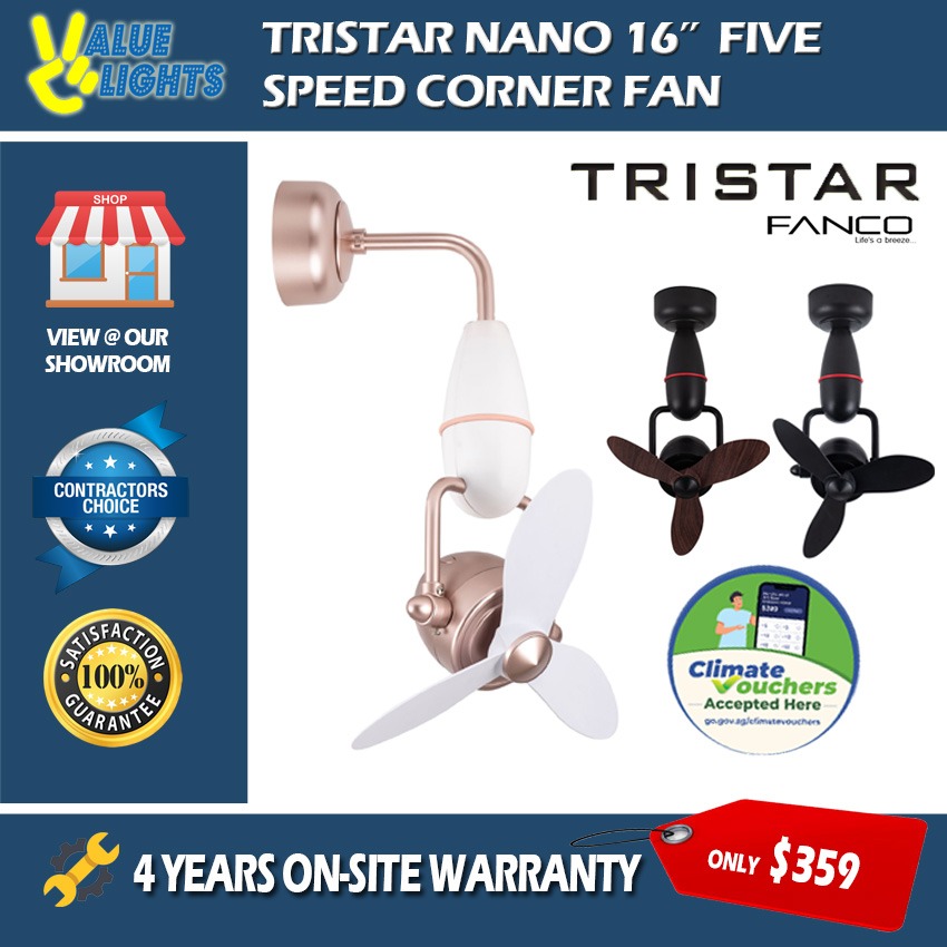 [Climate Voucher] Fanco Tristar Nano 16" DC Corner Fan Wall Fan Ceiling ...