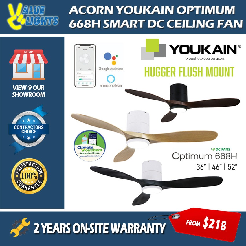 [Climate Voucher] YOUKAIN by Acorn Optimum YJ-668H DC Smart Ceiling Fan ...