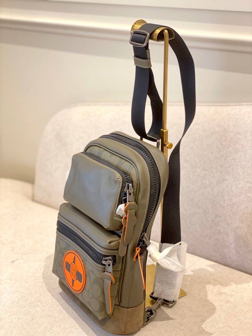 COACH X MICHAEL B. JORDAN RIDER PACK WITH SIGNATURE CAVAS DETAIL SLING ...